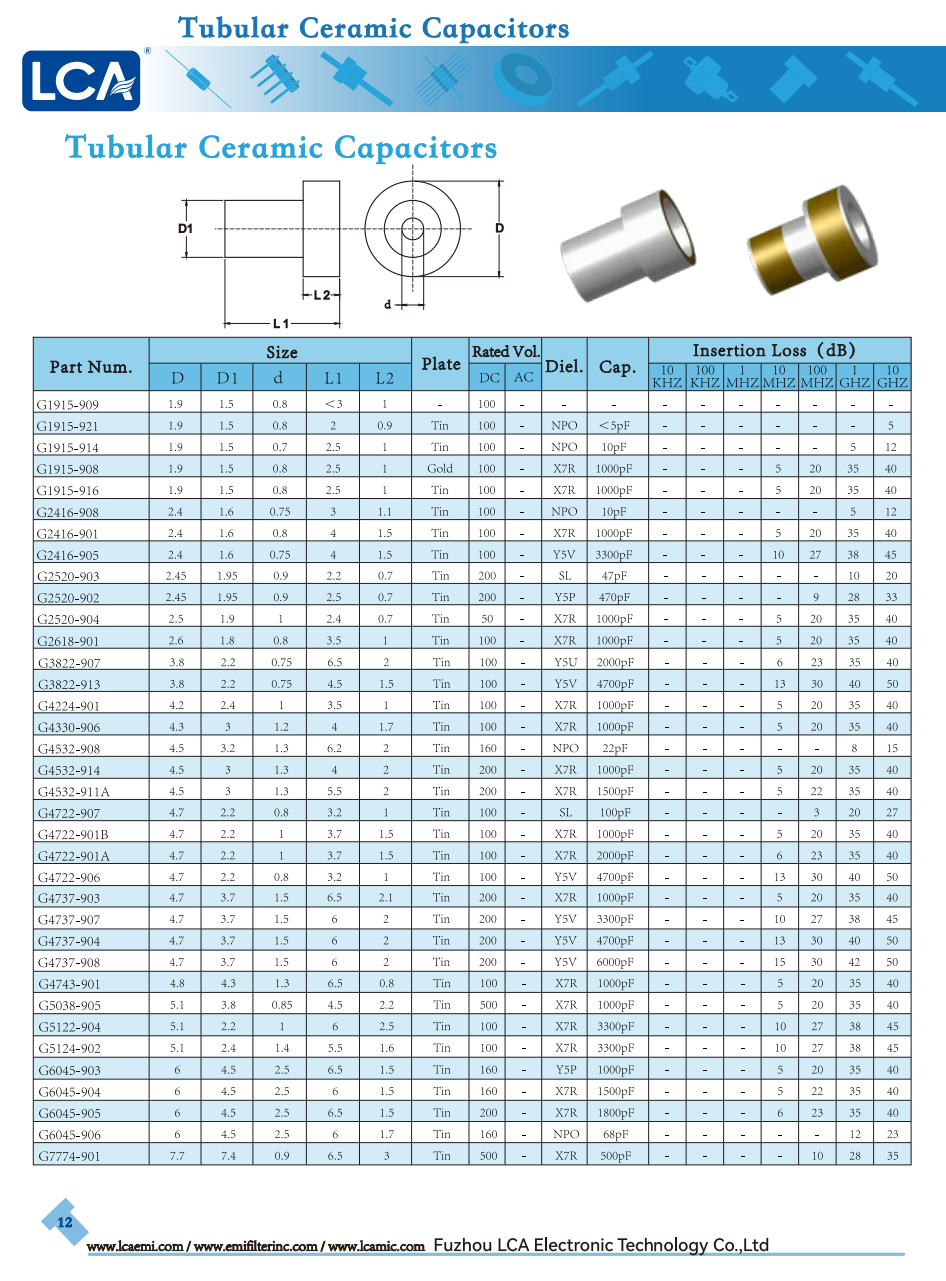 G1915-001 - 福州欣翔威电子-穿心电容/穿芯电容/EMI滤波器/环形电容/贯穿电容/音响电容